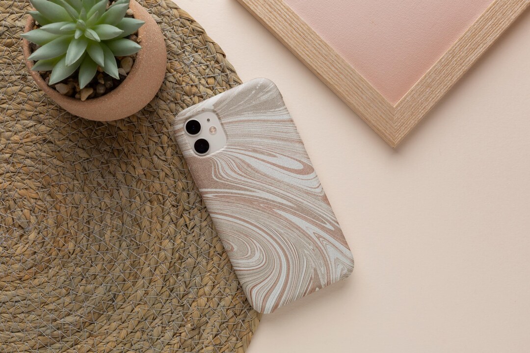 Neutral Marble Swirl Phone Case – Minimalist Beige iPhone Cover ...