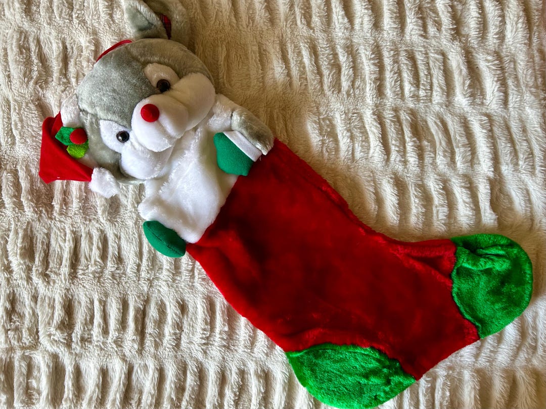 Vintage Plush Mouse in Santa Hat Christmas Stocking 24 - Etsy