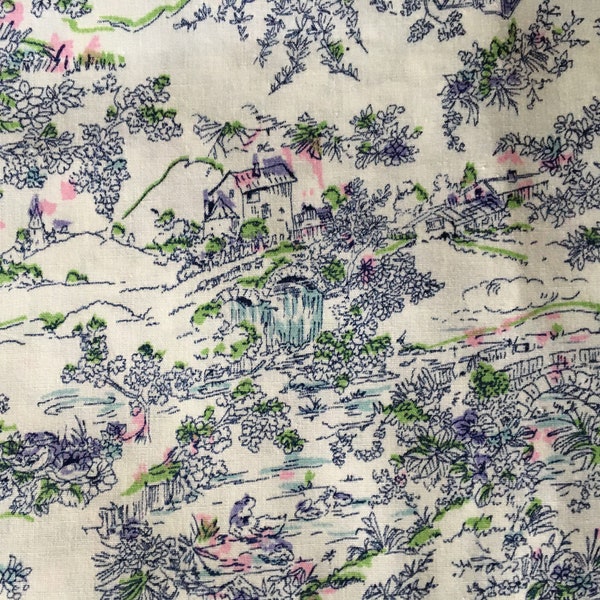 Blue Toile Fabric - Etsy