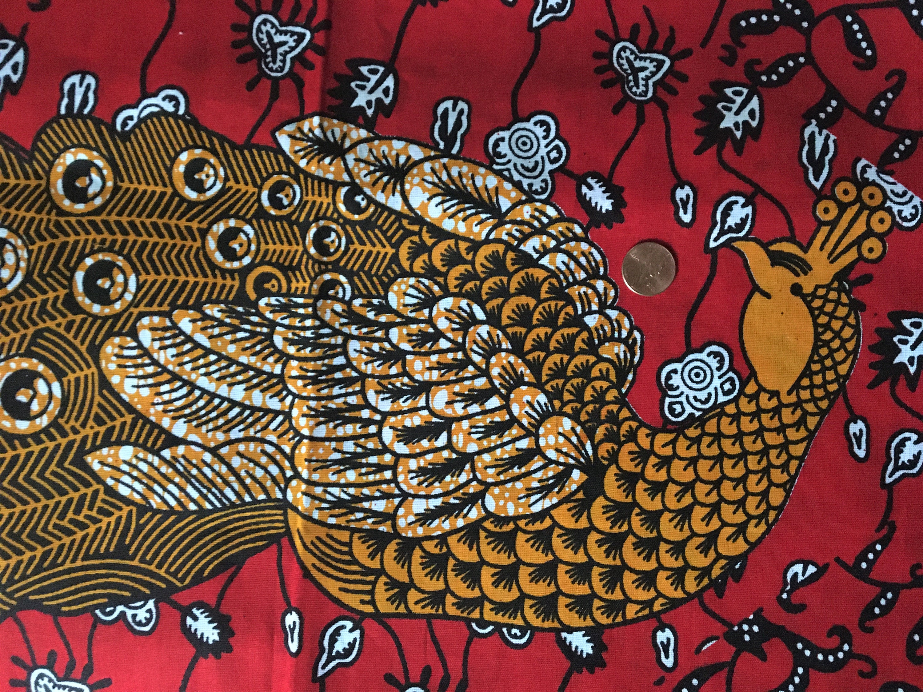 Vintage 21st Century Textile Tanzania Africa Peacock Orange | Etsy