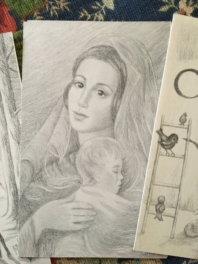 7 Vintage Christmas Ann Adams Artist Deer Jesus Mary Puppy - Etsy