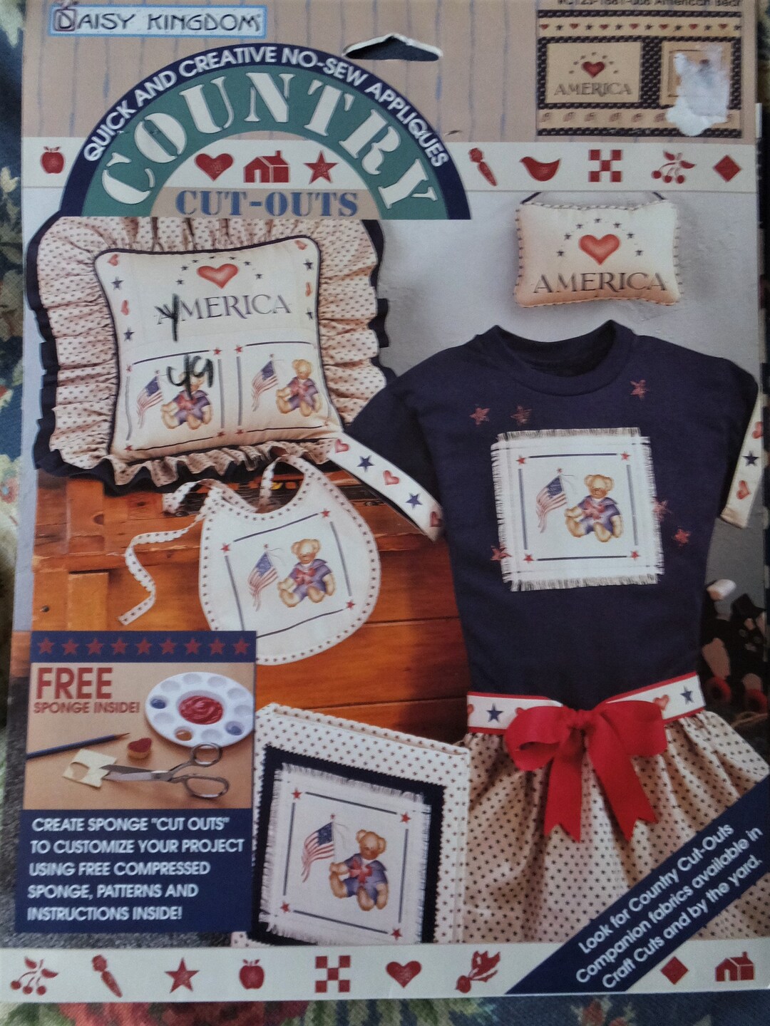 Vintage 1995 Daisy Kingdom Country Cut-outs American Bear America Flag ...