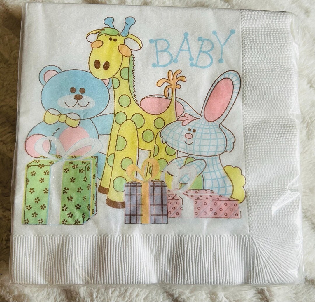 Vintage Kmart Baby Shower Napkins: Giraffe, Bunny, Teddy Bear (set of ...