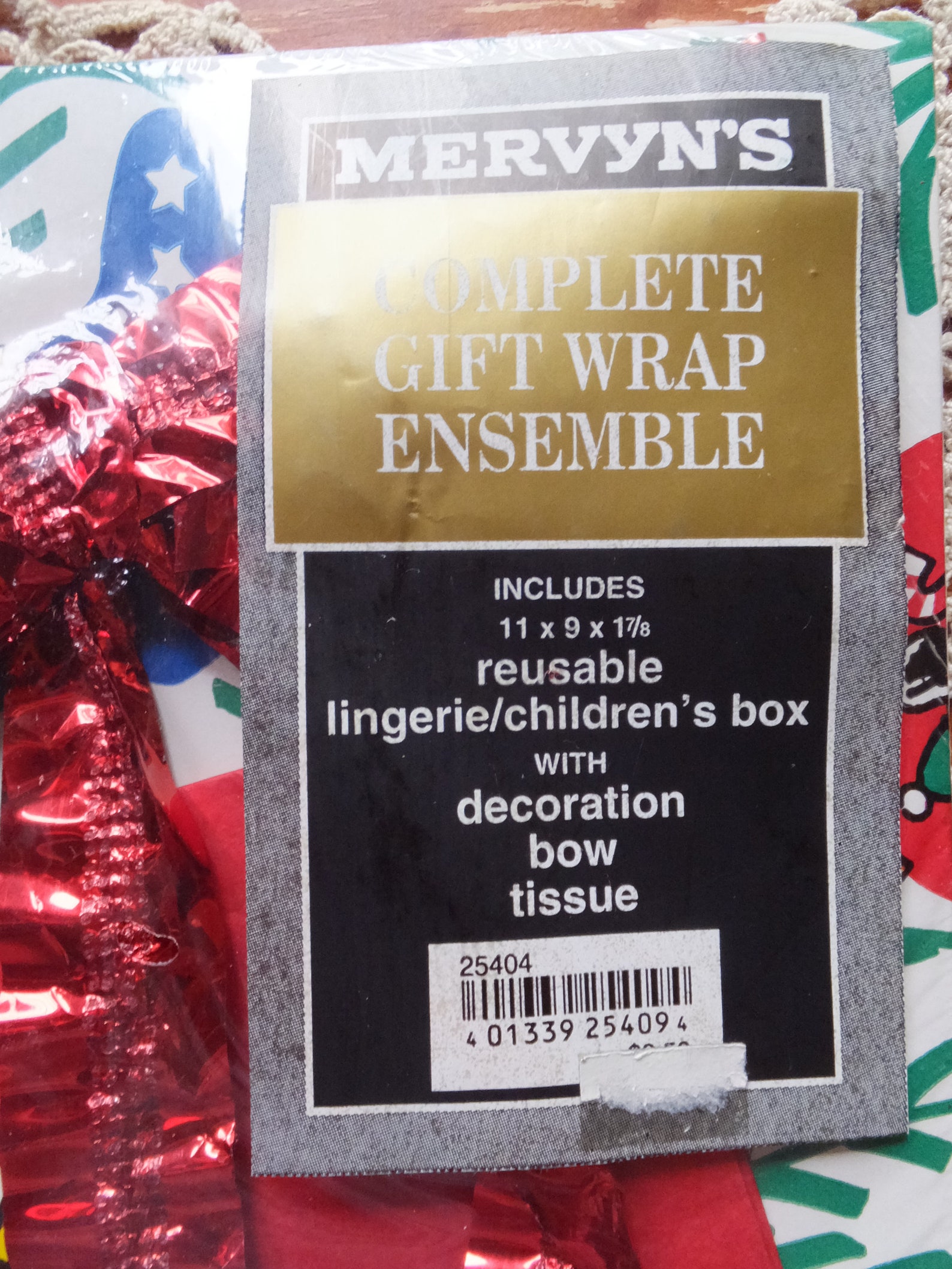 Vintage Christmas Mervyn's Complete Gift Wrap Ensemble Santa Puppy ...