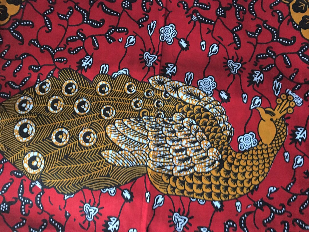 Vintage 21st Century Textile Tanzania Africa Peacock Orange Black Red ...