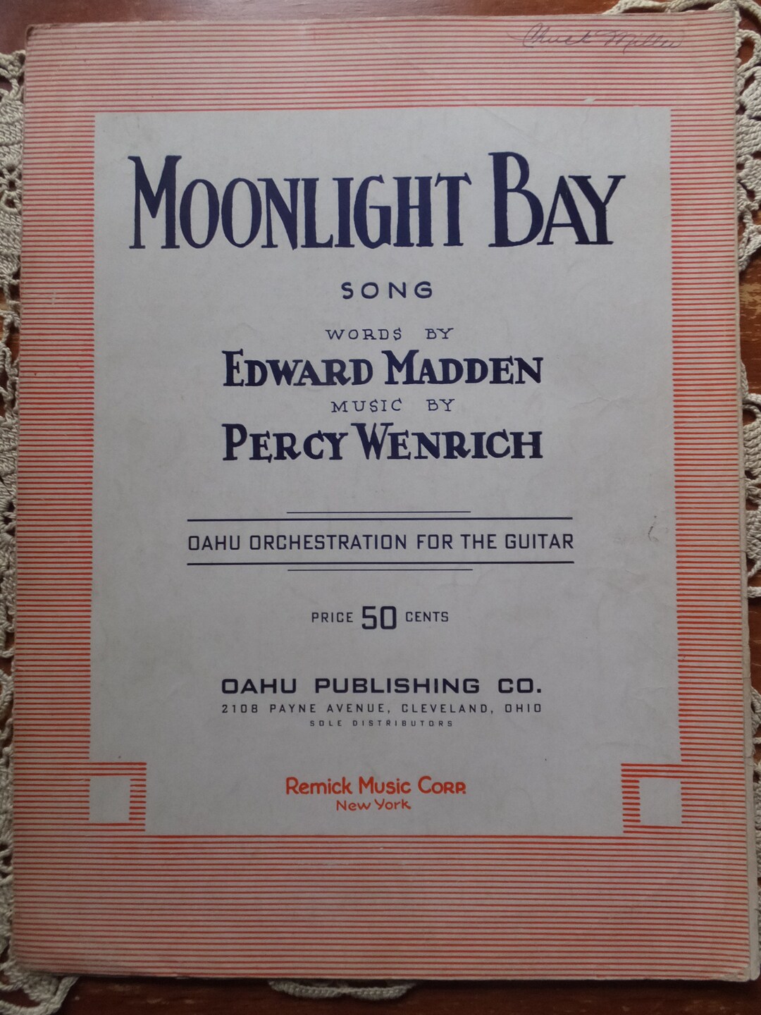 1912 Moonlight Bay Edward Madden Percy Wenrich Guitar Sheet - Etsy