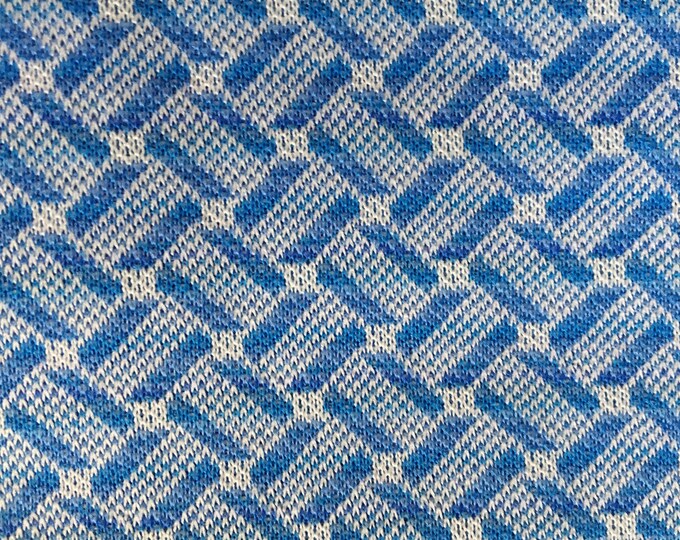 Vintage Retro 1960's Cobalt Blue White Check Plaid Woven Basket Weave ...