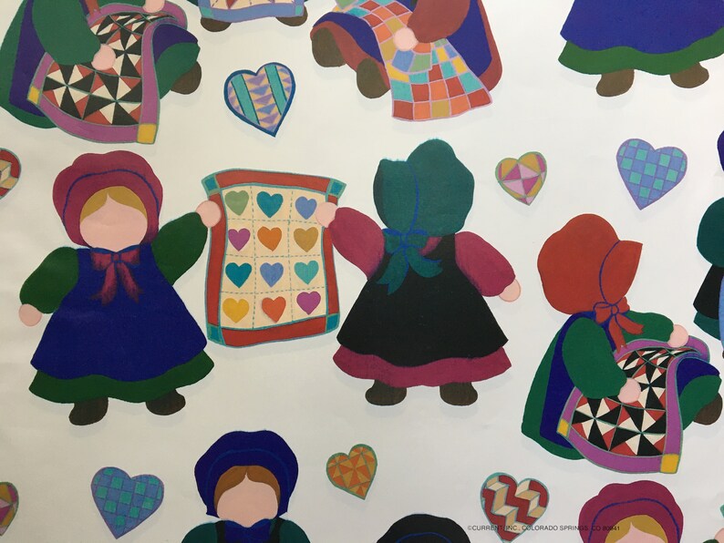 Vintage Amish Dolls Making Quilts Heart Pinwheel Patchwork | Etsy