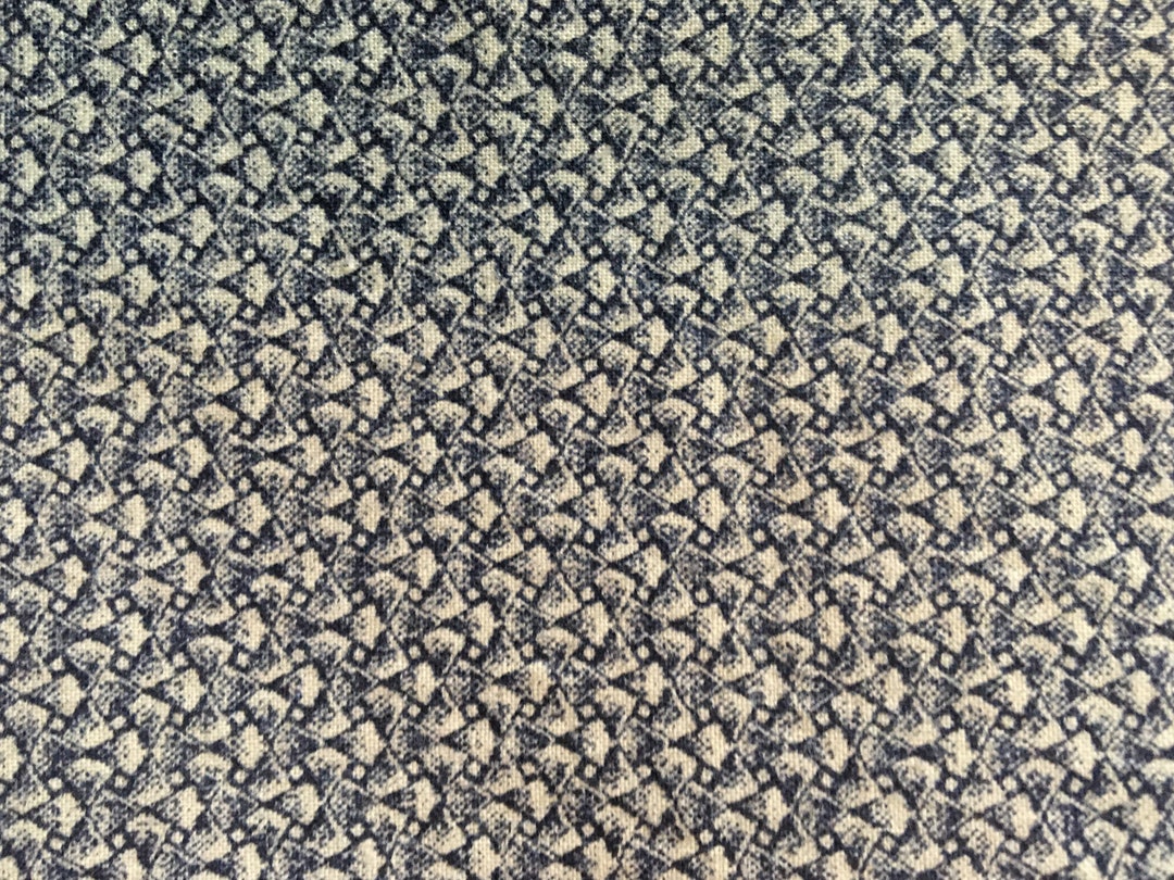 Vintage Navy Blue Miniature Fans Triangles Pinwheel Cotton - Etsy