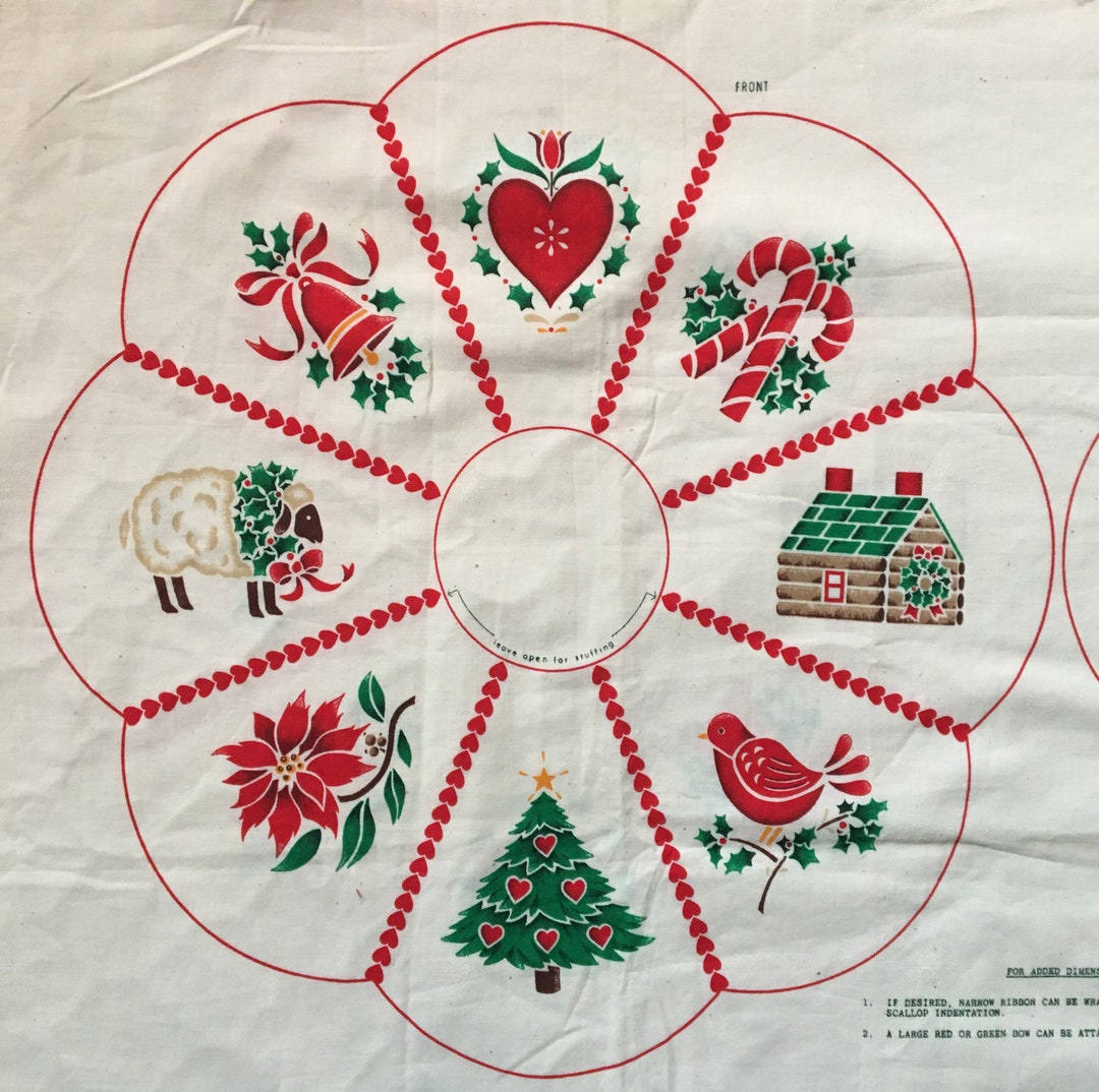 Vintage Cranston Print Works Christmas in the Country Stencil Wreath ...