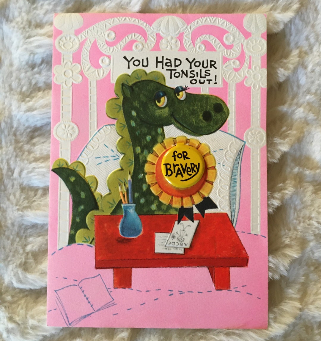 Vintage 1960's American Greetings You Had Your Tonsils Out Dinosaur Get ...