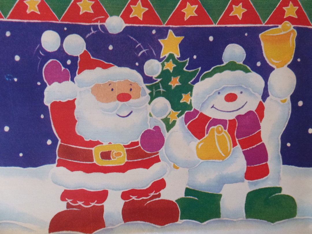 Vintage Christmas Santa Juggling Snowballs Snowman Ringing Bells Gift ...