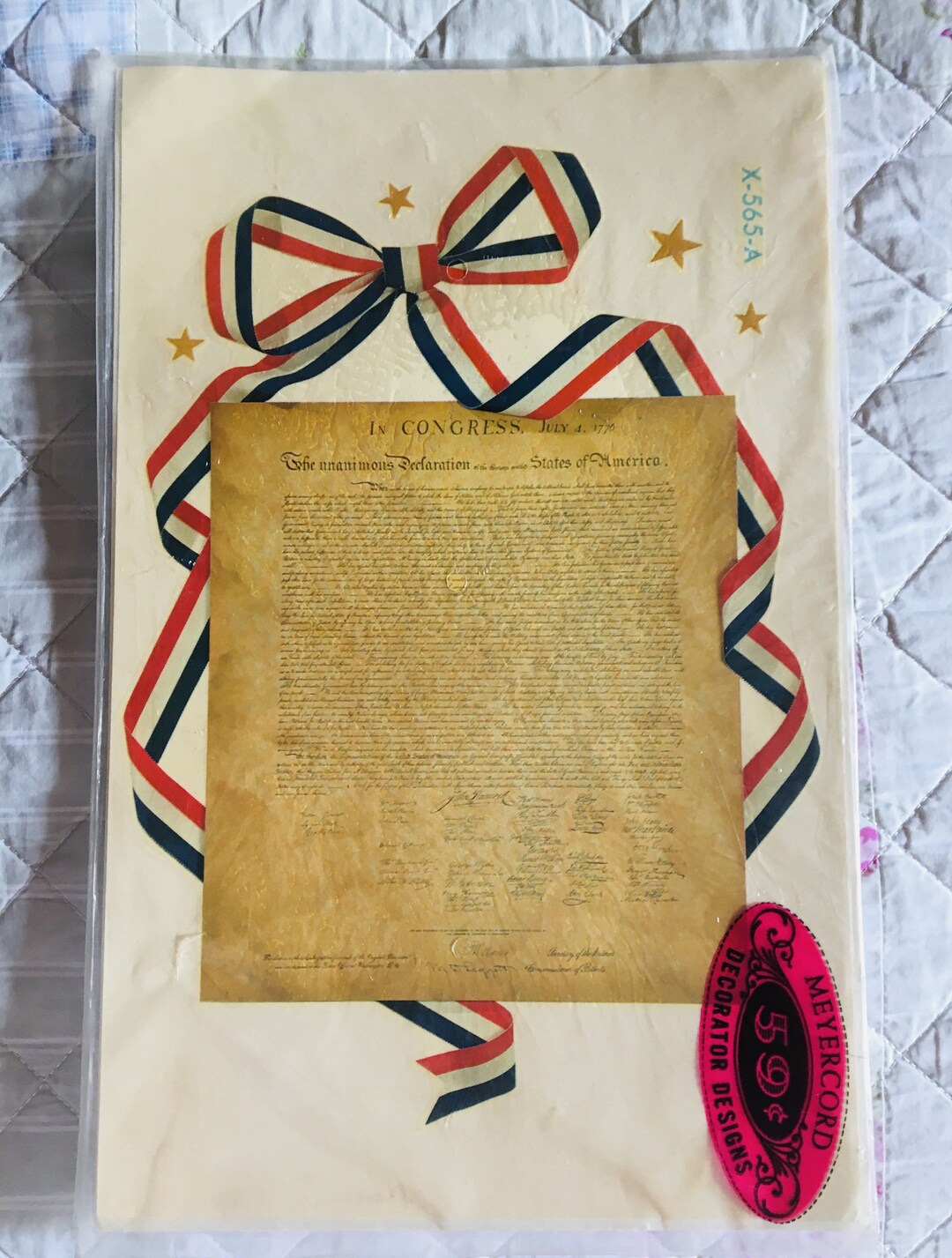 Vintage Meyercord Decorator Designs Declaration of Independence of the ...