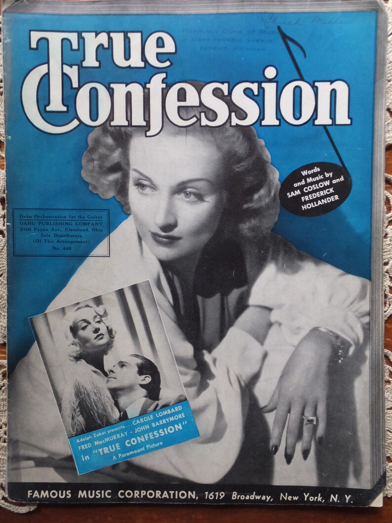 1937 True Confession Sam Coslow Frederick Hollander Harry - Etsy