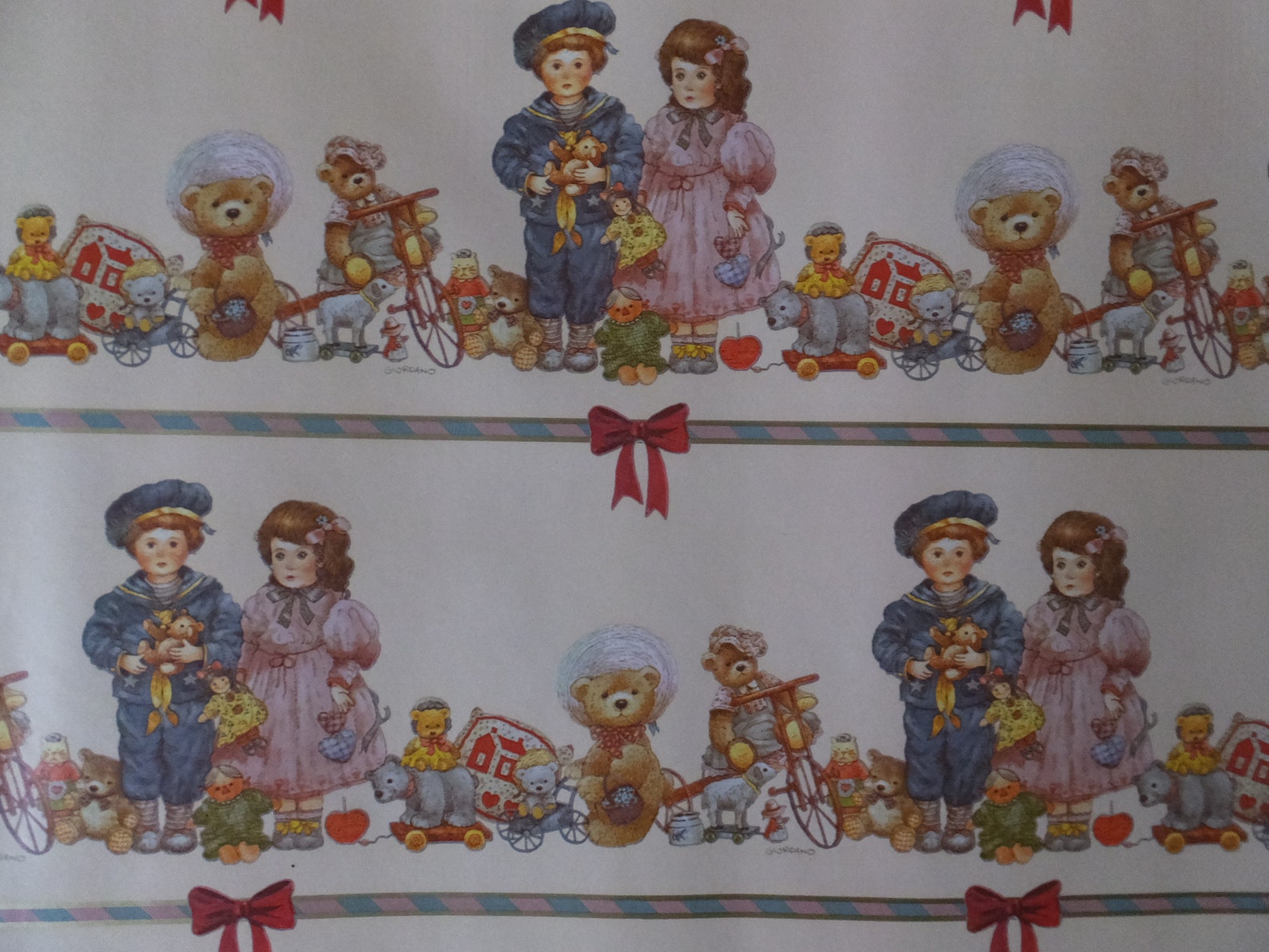 Vintage Christmas Victorian Children Boy Girl Toys Bear Bike | Etsy