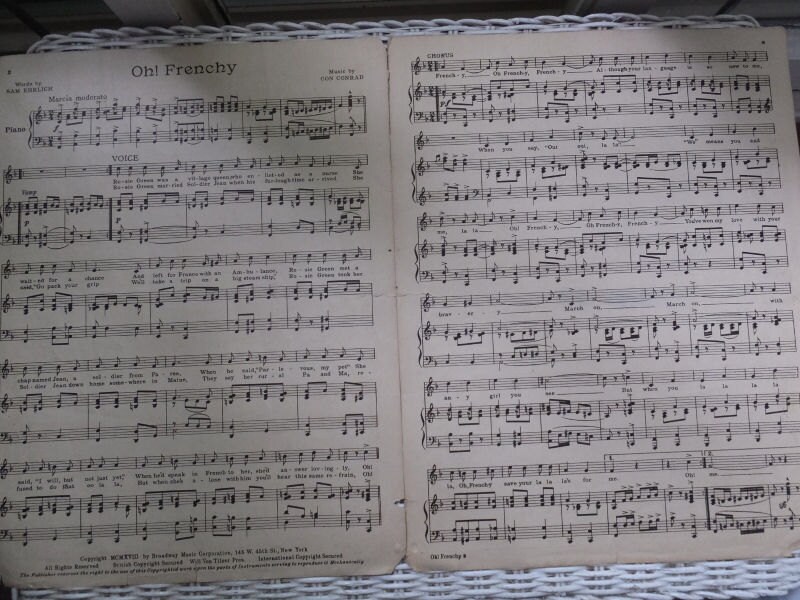 1908 Oh Frenchy Sam Ehrlich Con Conrad Song Book Sheet Music - Etsy