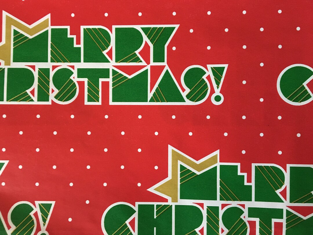 Vintage 1980's Merry Christmas Greeting Gift Wrap Wrapping Paper - Etsy