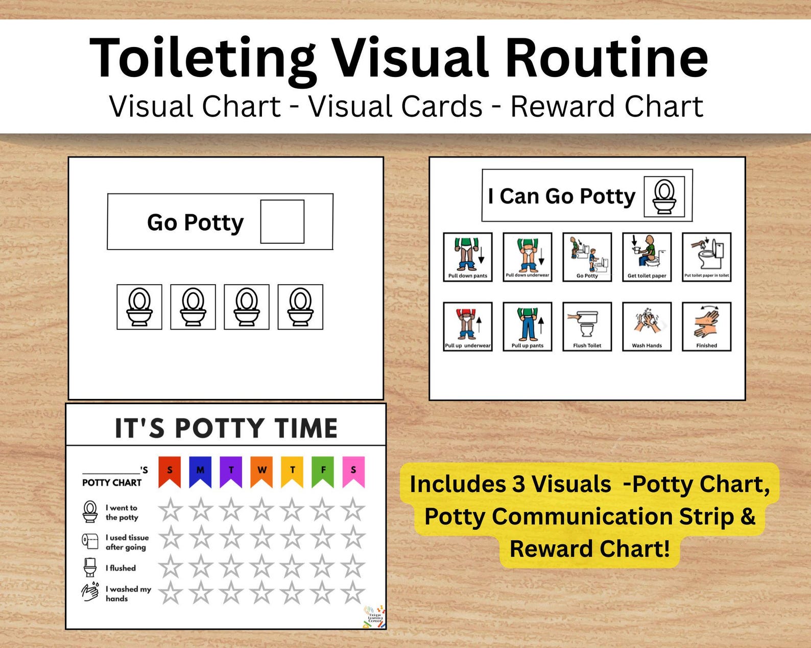 Potty Training Visual Routine Toolkit: Reward Chart & Routine Cards ...