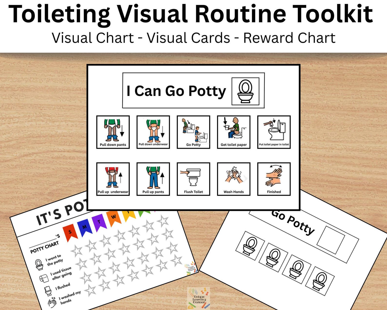 Potty Training Visual Routine Toolkit: Reward Chart & Routine Cards ...
