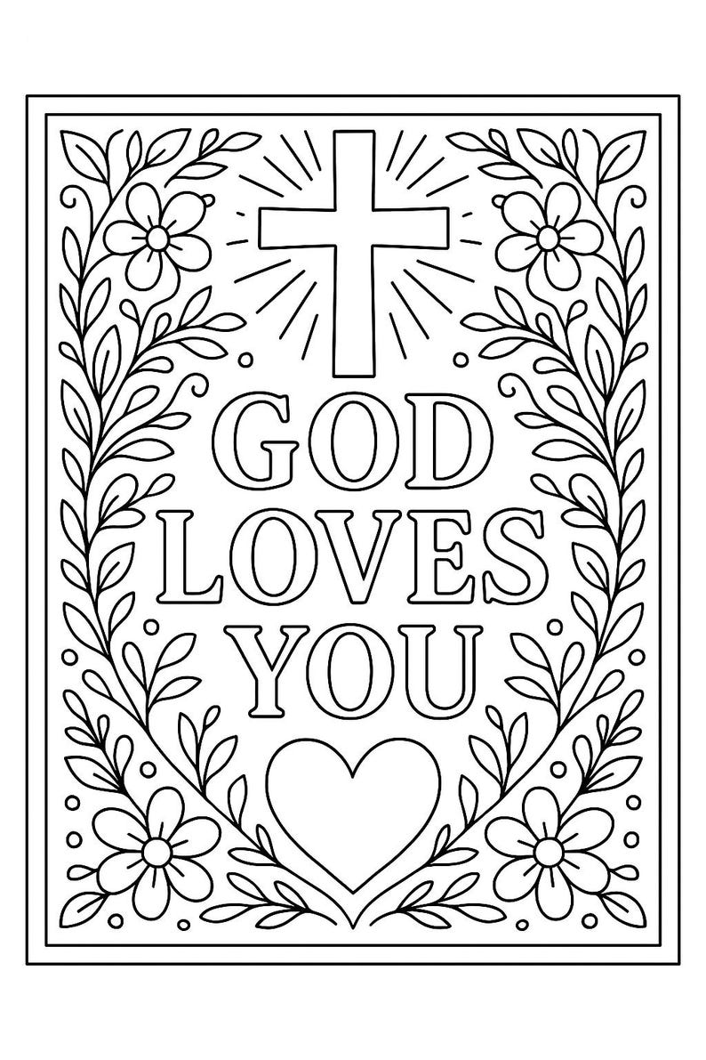 God Loves You Coloring Page - Etsy