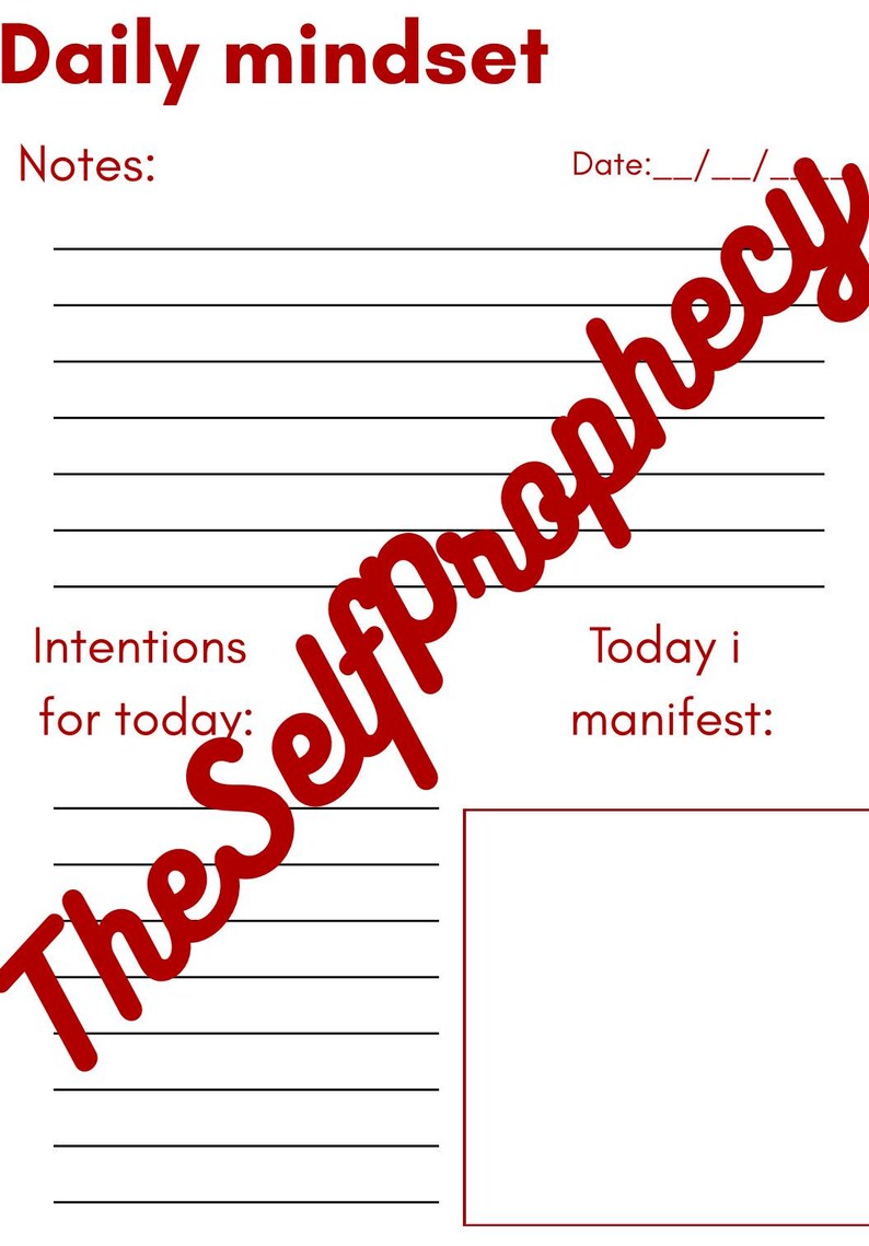 Daily Mindset Journal | Printable Self-care Page | Editable Canva ...