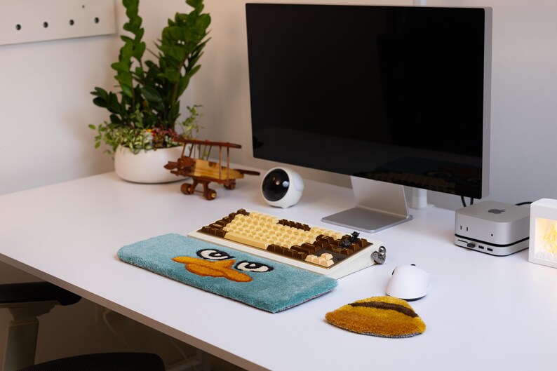 Perry the Platypus Keyboard Rug With Wrist Rest – Handmade Tufted Blue ...