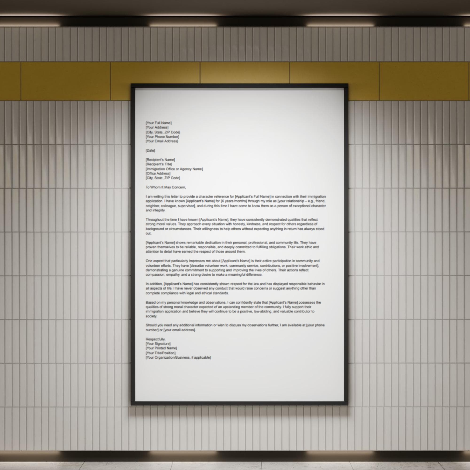 Good Moral Character Letter Template for Immigration (MS Word & Google ...