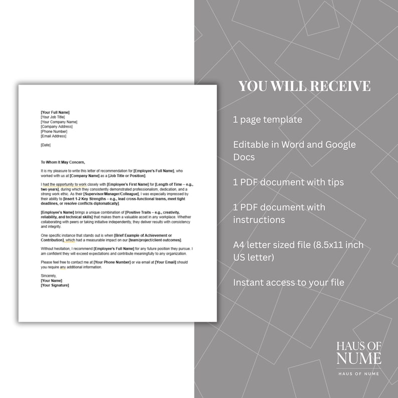 Employee Reference Letter Template: Professional Job Recommendation ...