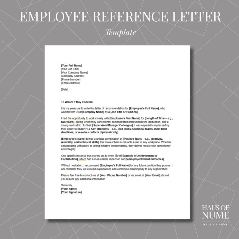Employee Reference Letter Template: Professional Job Recommendation ...
