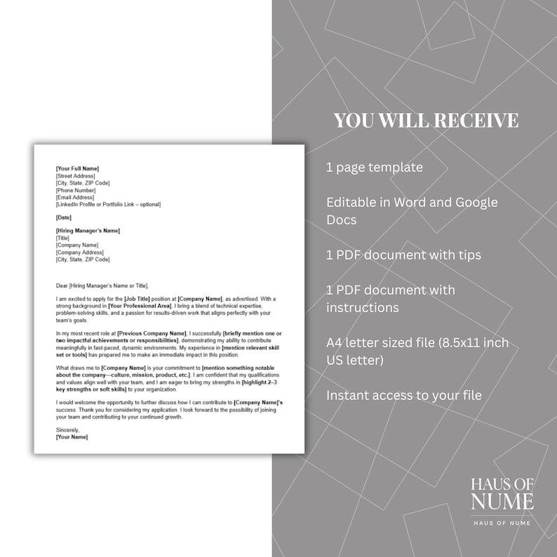 Simple Cover Letter Template: Professional Job Application (word ...