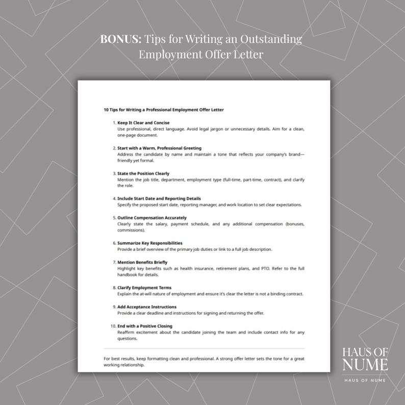 Editable Employment Offer Letter Template: Word & Google Docs - Etsy