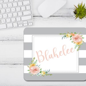 Personalized Mouse Pad, Custom Name Mouse Pad, Floral Mouse Pad, Gift ...