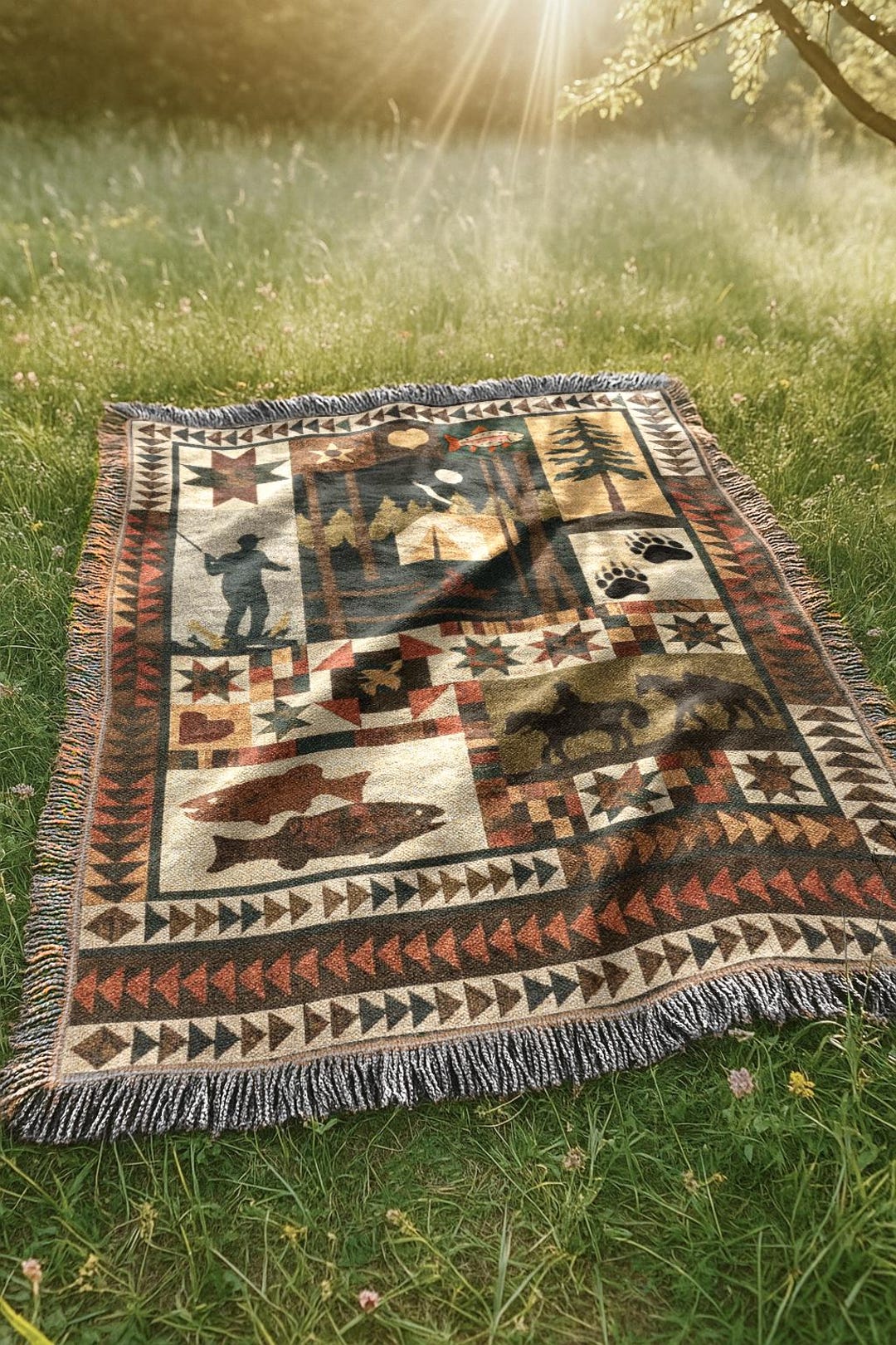 Mountain Lodge Blanket | Rustic Farmhouse Tapestry Throw Blanket ...