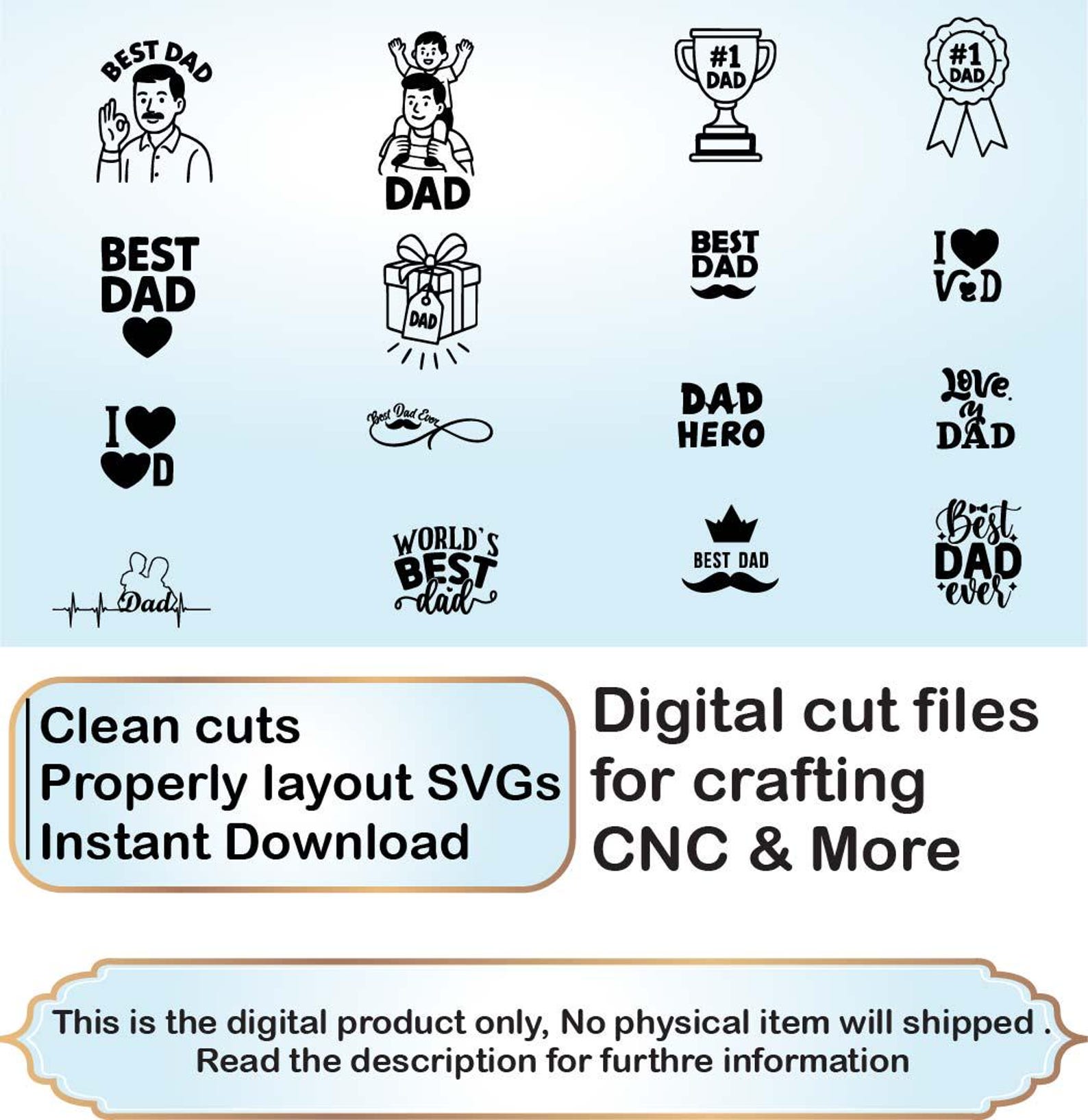Best Dad SVG Bundle, Father’s Day Icon Clipart Set for Gifts and Crafts ...
