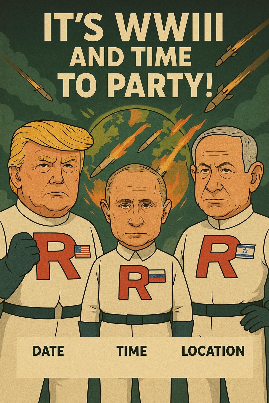 Digital Invitation Card. Invite Party. Event.trump Putin, Netanyahu ...