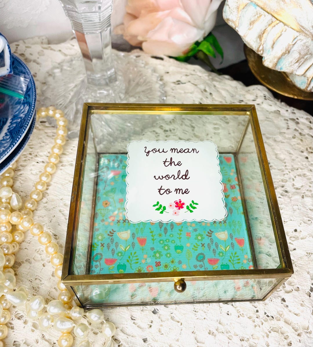 MCM Brass & Glass Keepsake Trinket Box, You Mean the World to Me - Etsy
