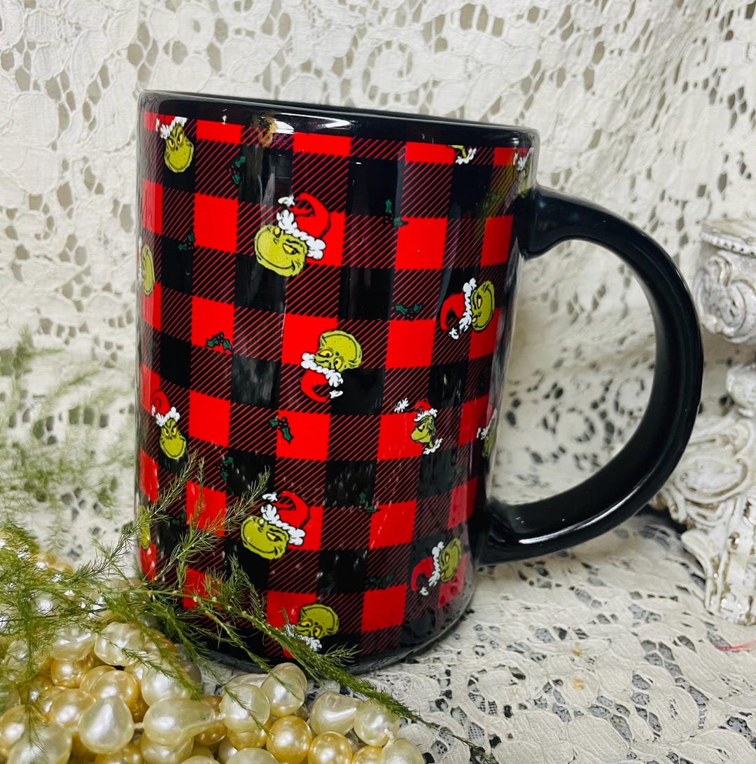 Grinch Coffee Mug Dr Seuss Universal Studios Buffalo Plaid - Etsy