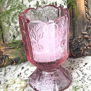 PINK Cranberry Pink Fenton Glass Candle Cup or Toothpick - Etsy