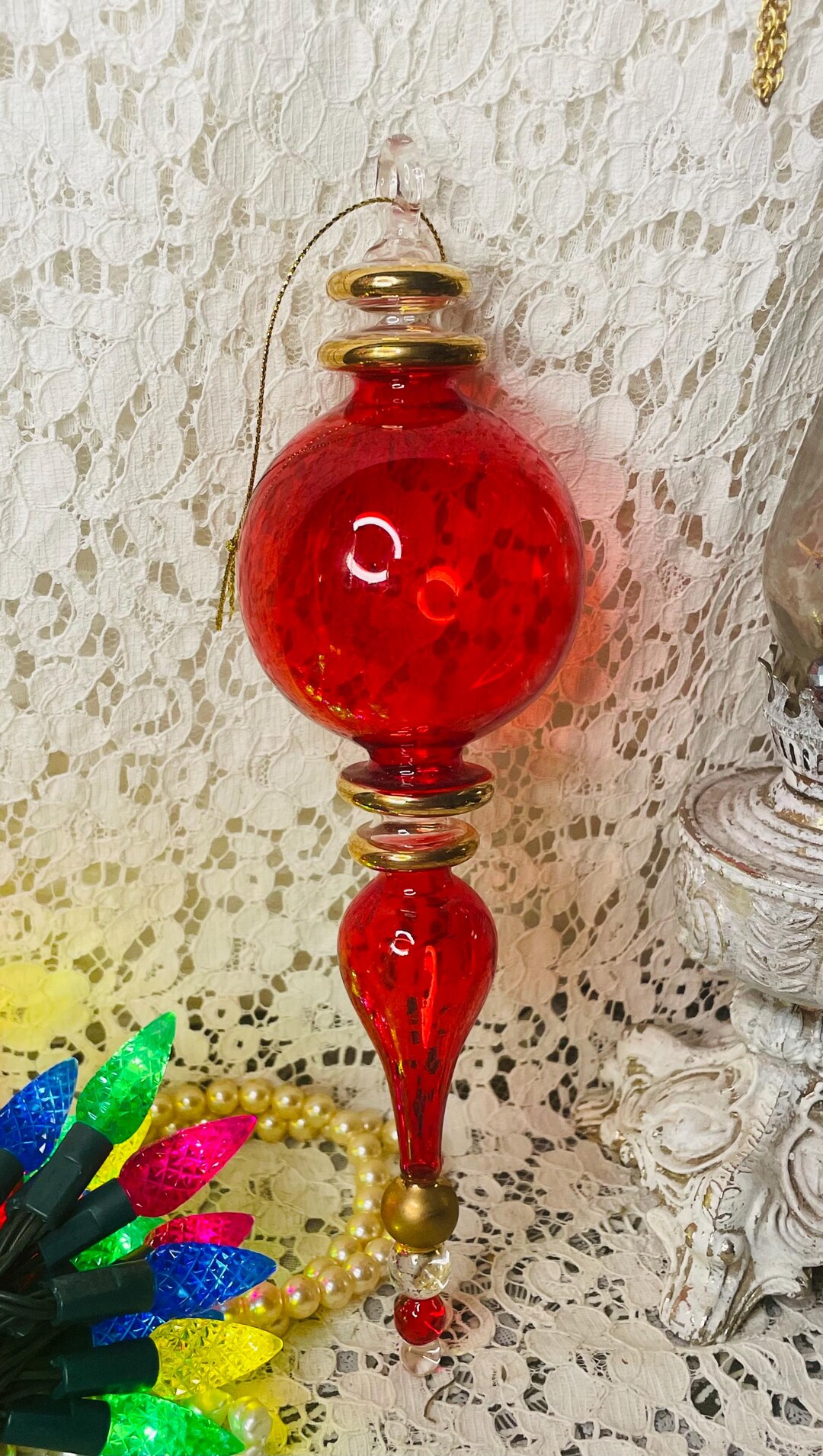 Gorgeous Tall Red Glass Blown Glass Christmas Ornament - Etsy