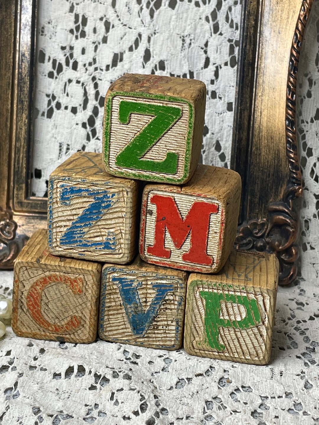 6 Vintage Wood Alphabet Blocks Old Toys, Primitive Decor - Etsy