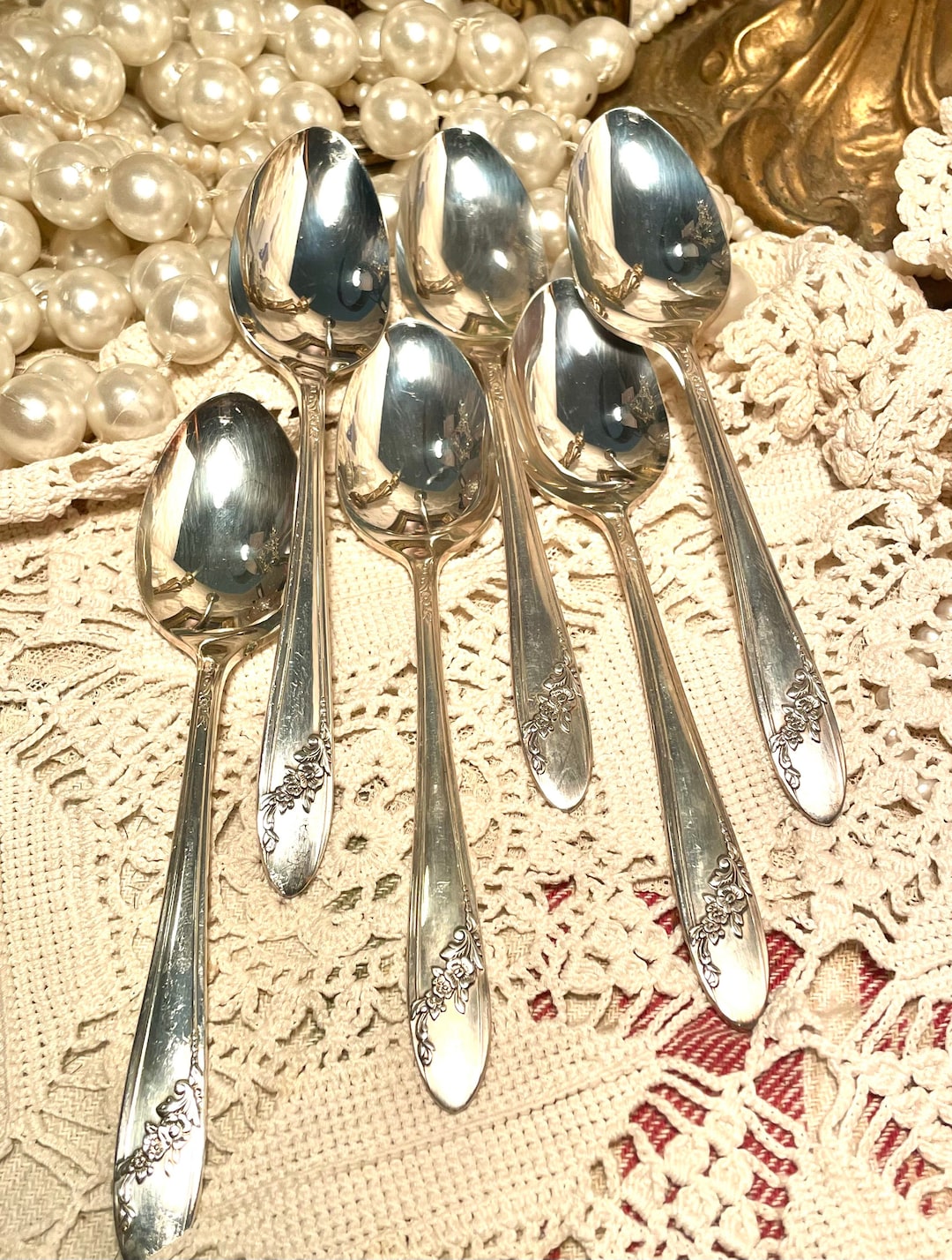 6 Vintage Floral Teaspoons ~ (queen Bess) Coffee, Tea Party, Wedding - Etsy