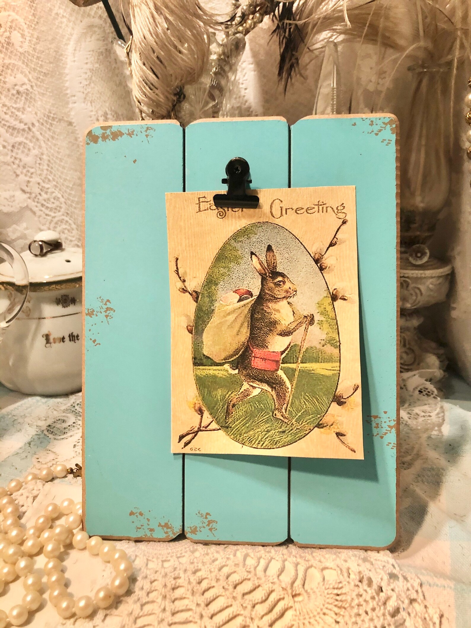 Aqua Cottage Clip Board Easel Back or Wall Hung - Etsy