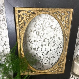 Black & Gold Filigree Picture Frame 5 X 7 Oval Wood - Etsy