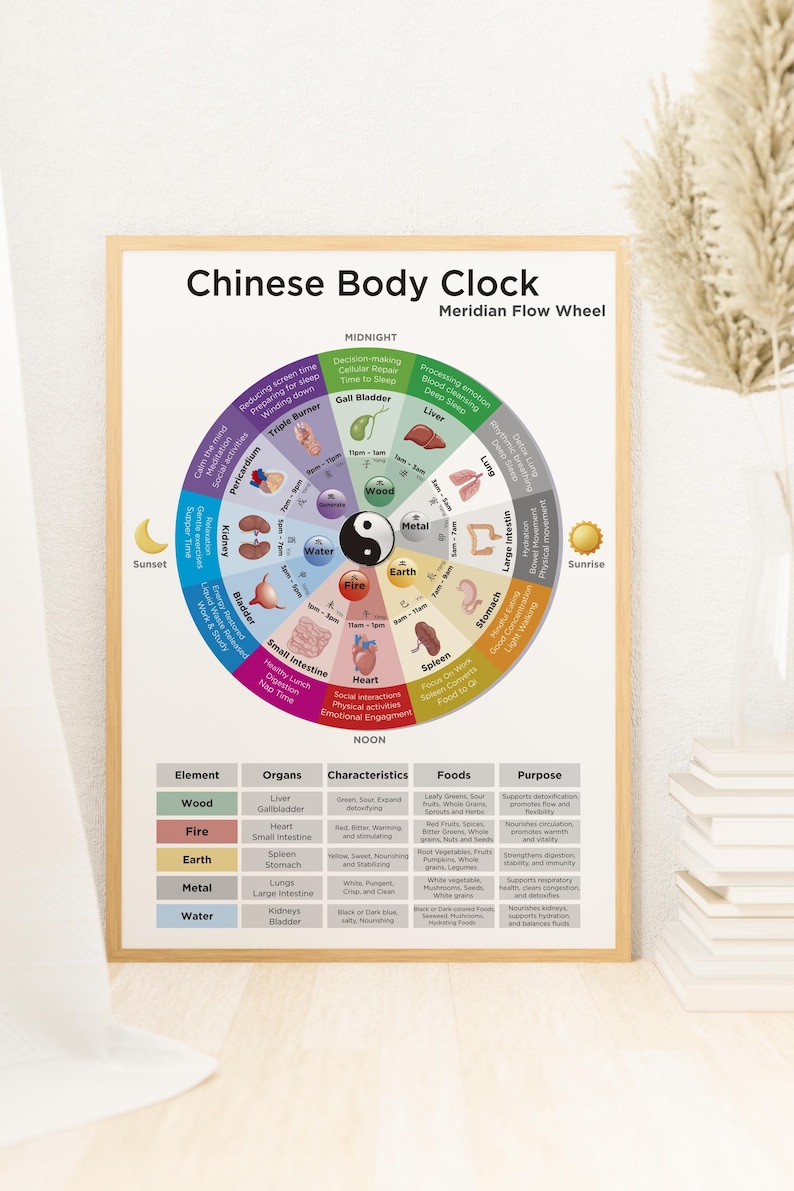 Chinese Medicine Body Clock Chart | TCM Meridian Flow | TCM 24 Hour ...
