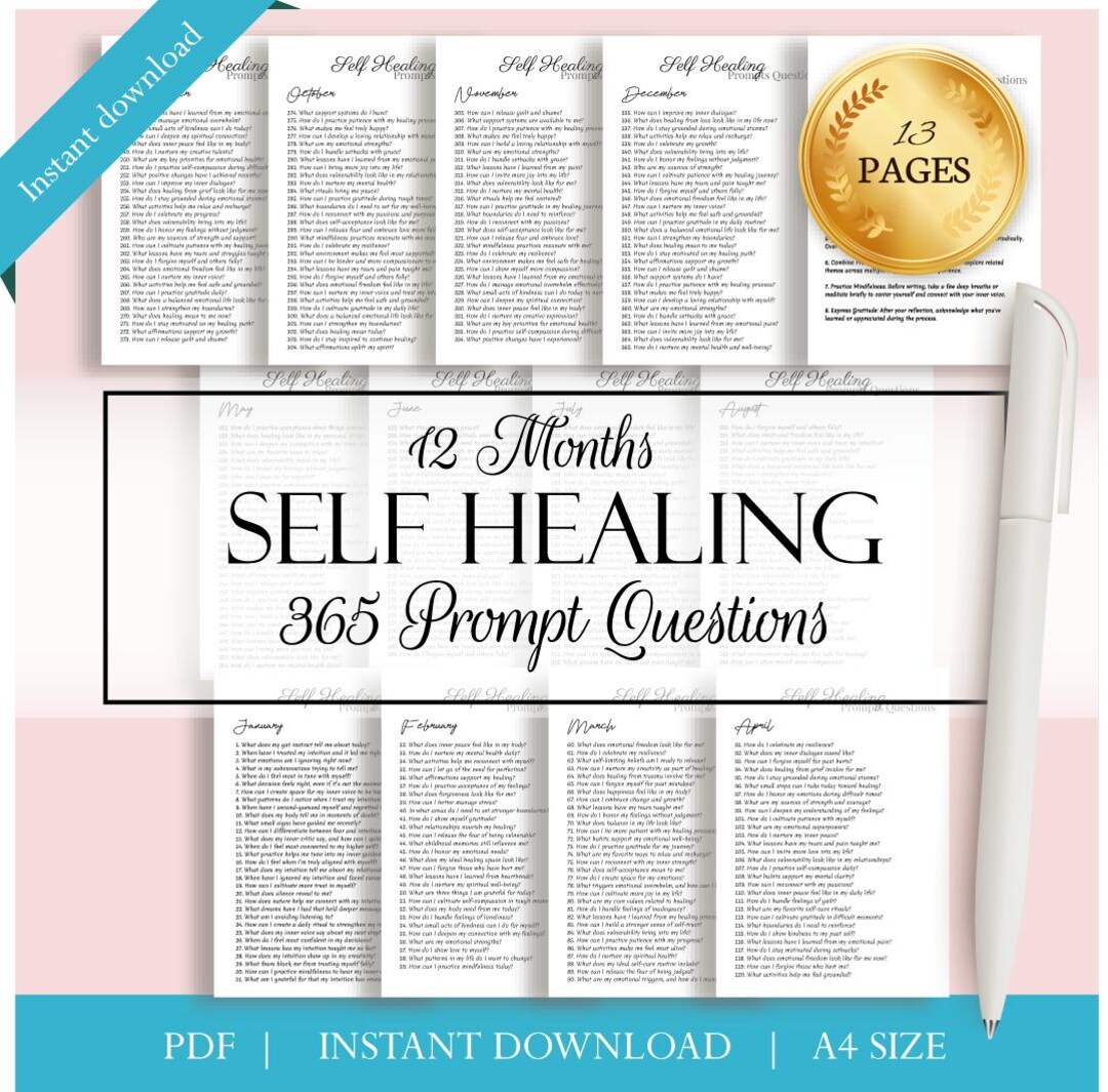 12 Months Self Healing 365 Prompt Questions - Etsy