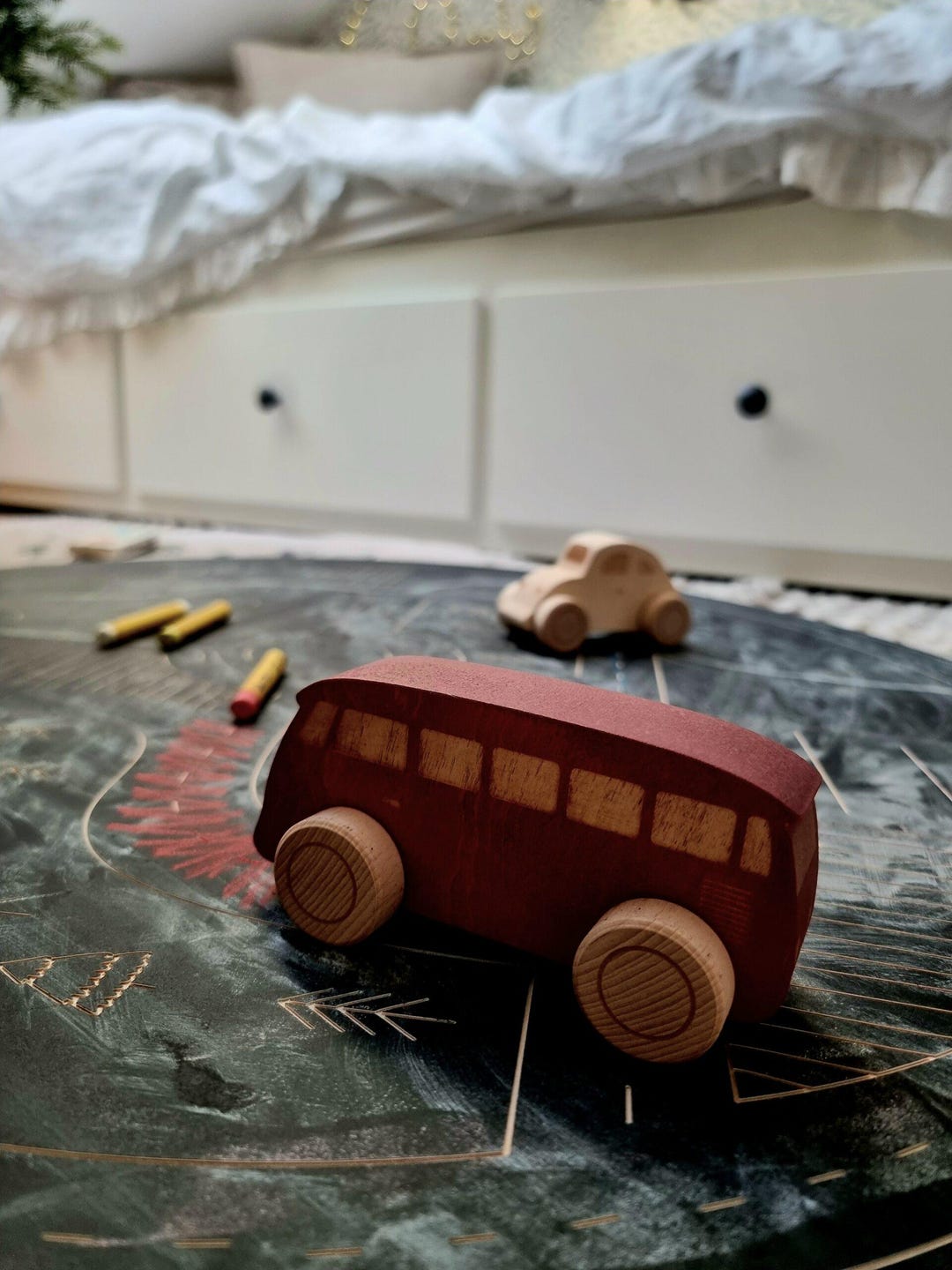 Vintage Wooden VW Bus Hippie Van Toy Handcrafted Retro 70s Style ...