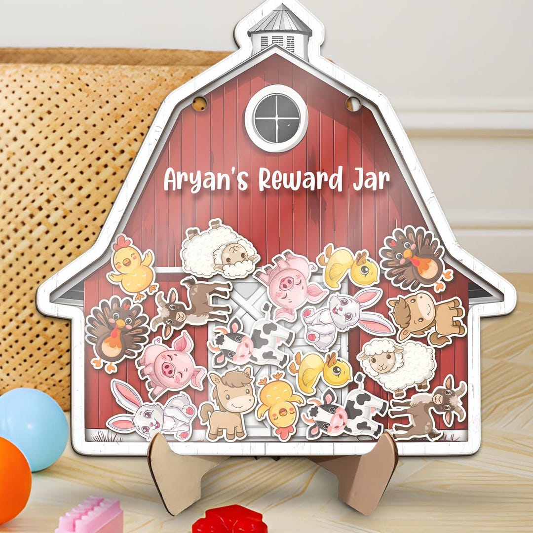Personalized Farm Animal Reward Jar – Custom Kids Behavior Tracker ...