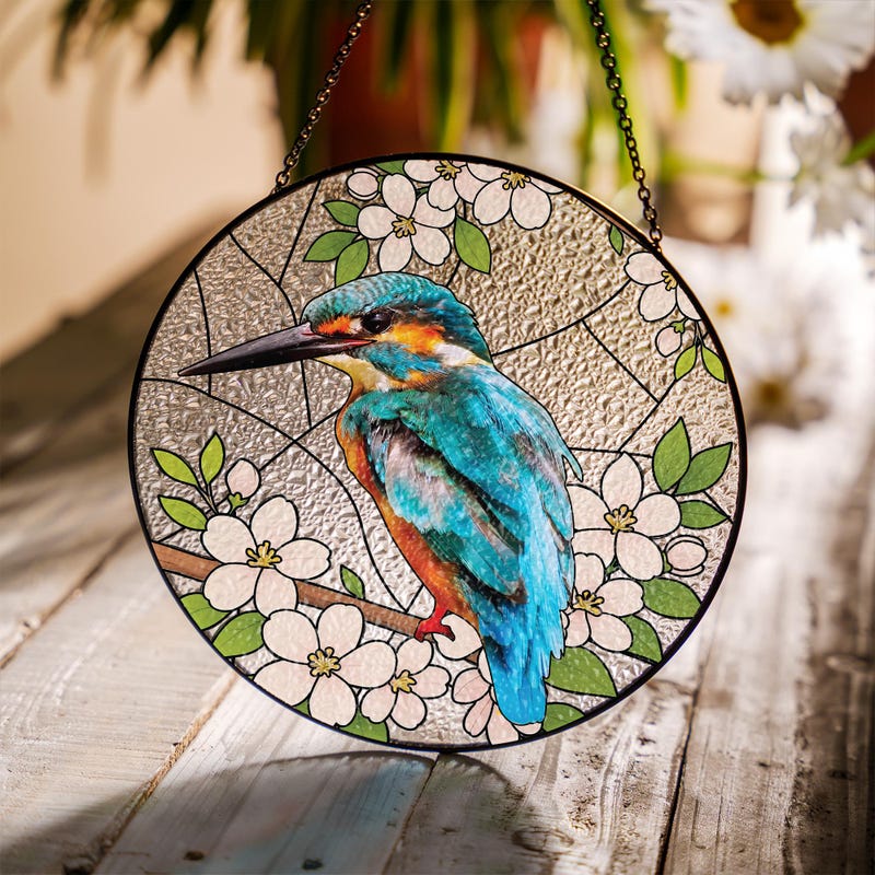 Kingfisher Stained Glass - Etsy
