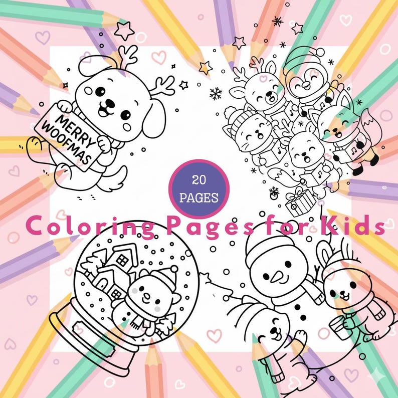 Kawaii Christmas Coloring Pages for Kids – Holiday Activity Book (PDF ...
