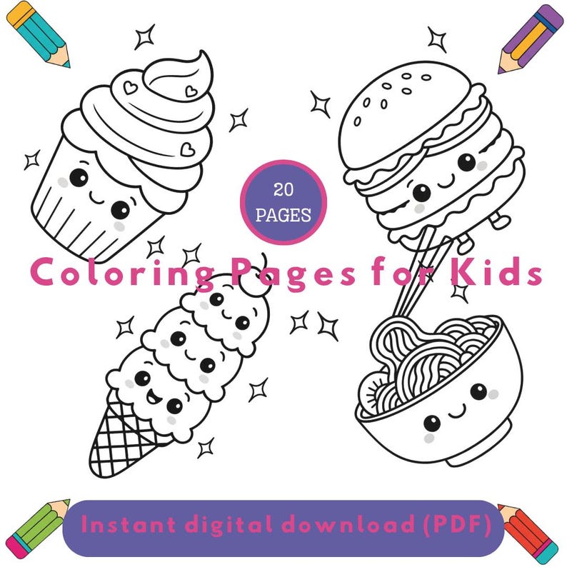 Kawaii Ramen Coloring Page for Kids – Cute Japanese Food | Digital ...